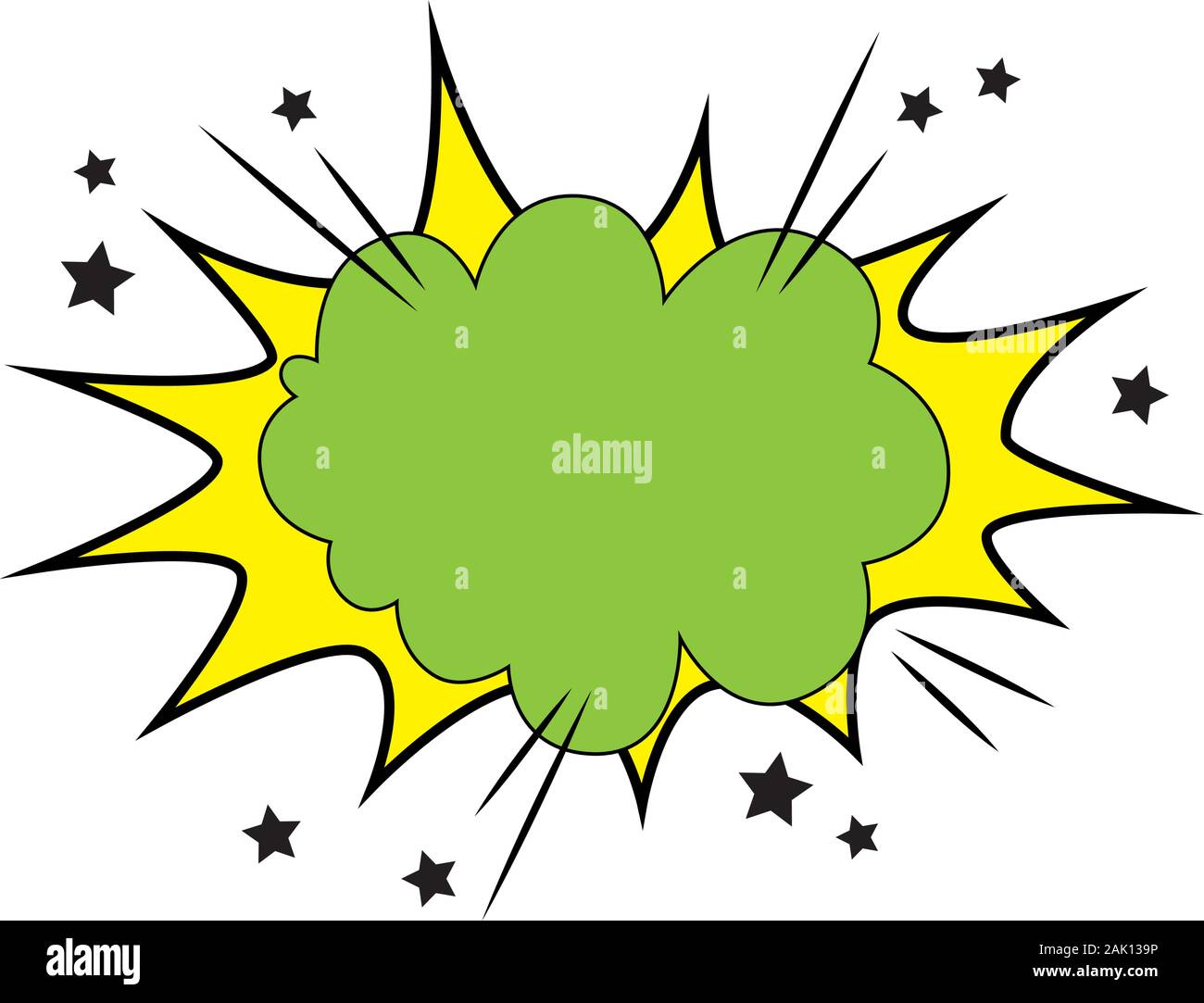 explosion green color and stars pop art style icon Stock Vector Image ...