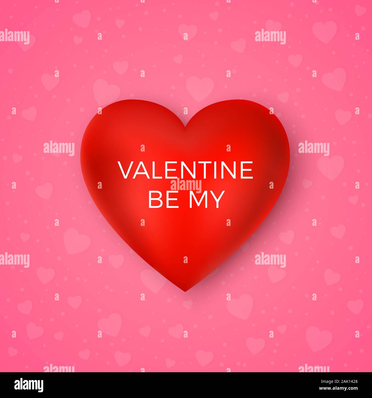Valentines day greeting card. Be my valentine. Red heart with text on ...