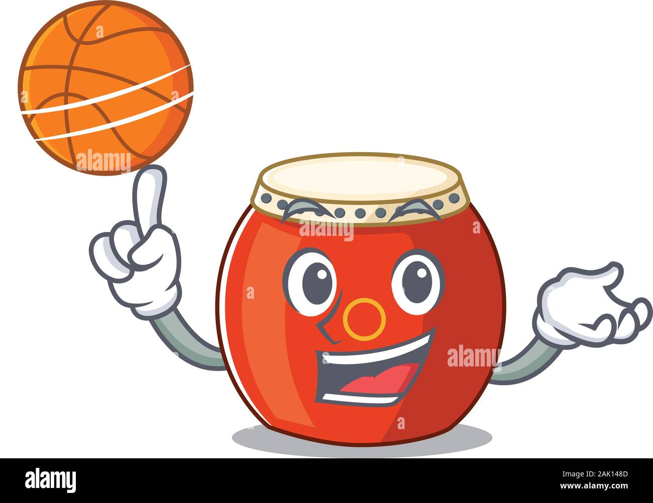 A mascot picture of chinese drum cartoon character playing basketball ...