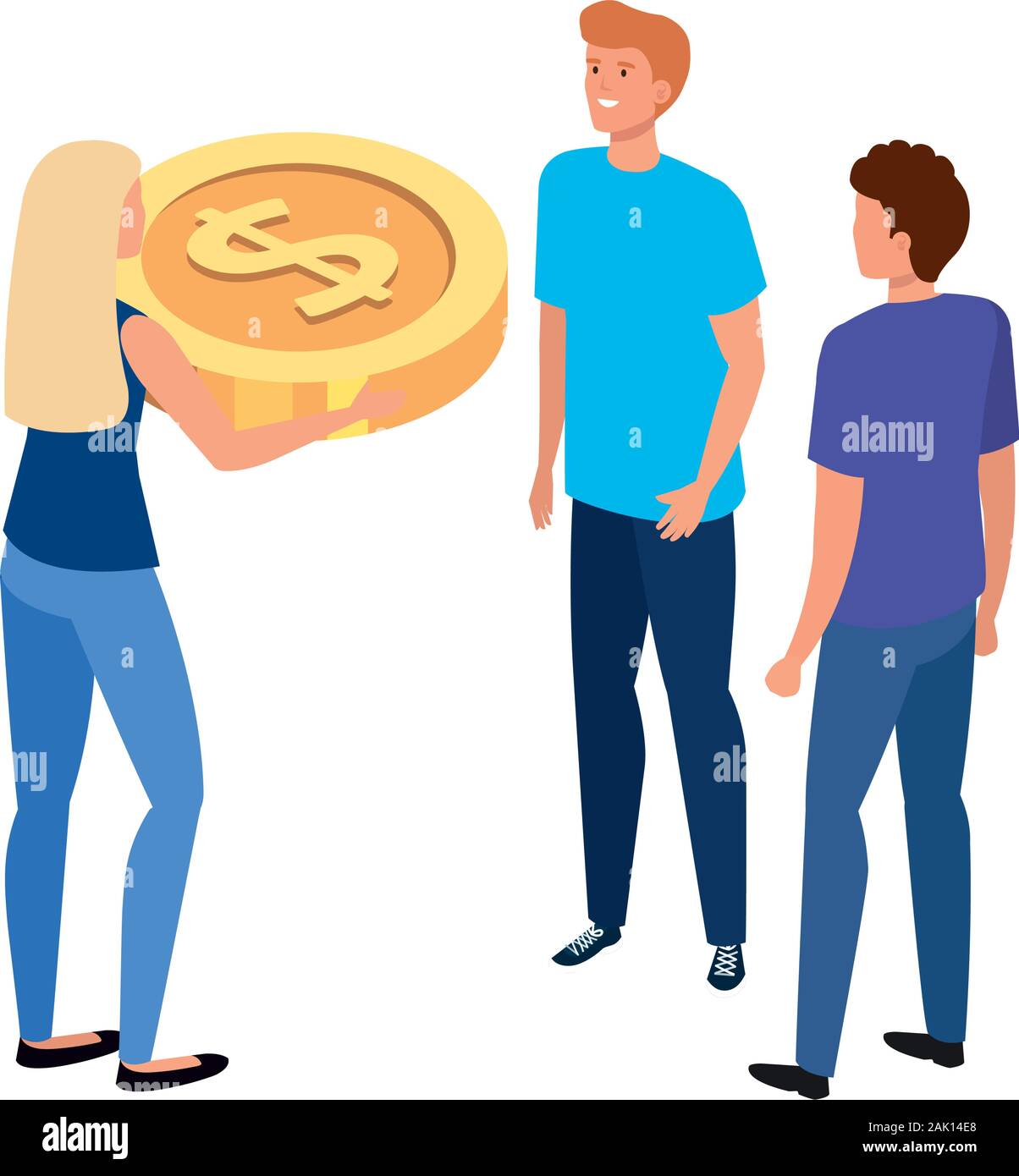 group of young people with coin Stock Vector Image & Art - Alamy