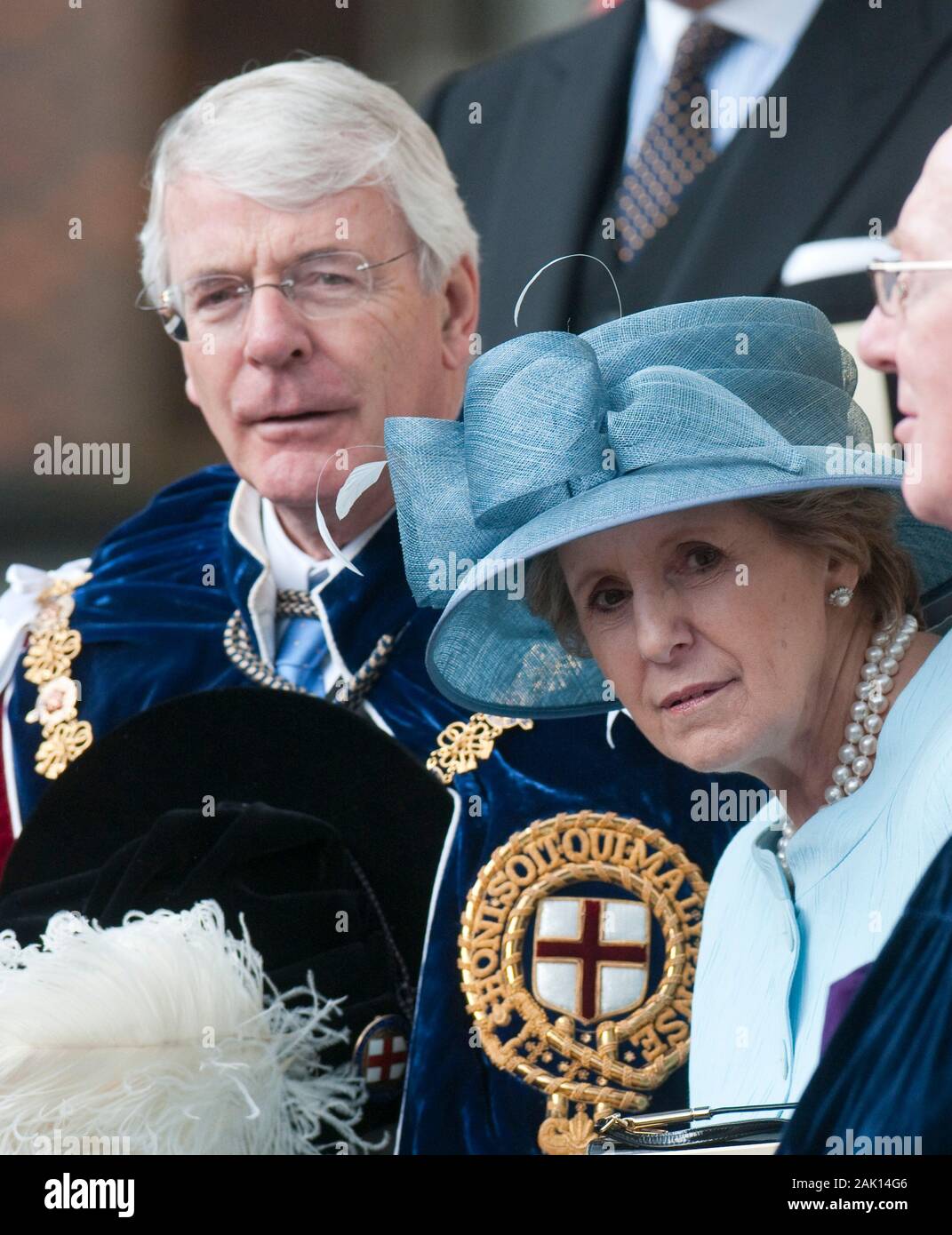 Former Prime Minister John Major with his wife Norma join members of ...