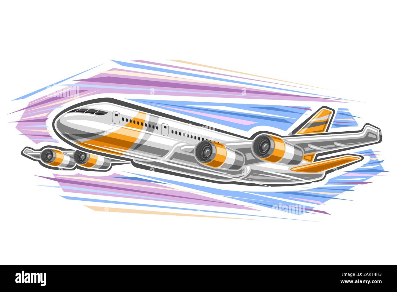 Vector logo for Airplane in motion, decorative label with illustration ...