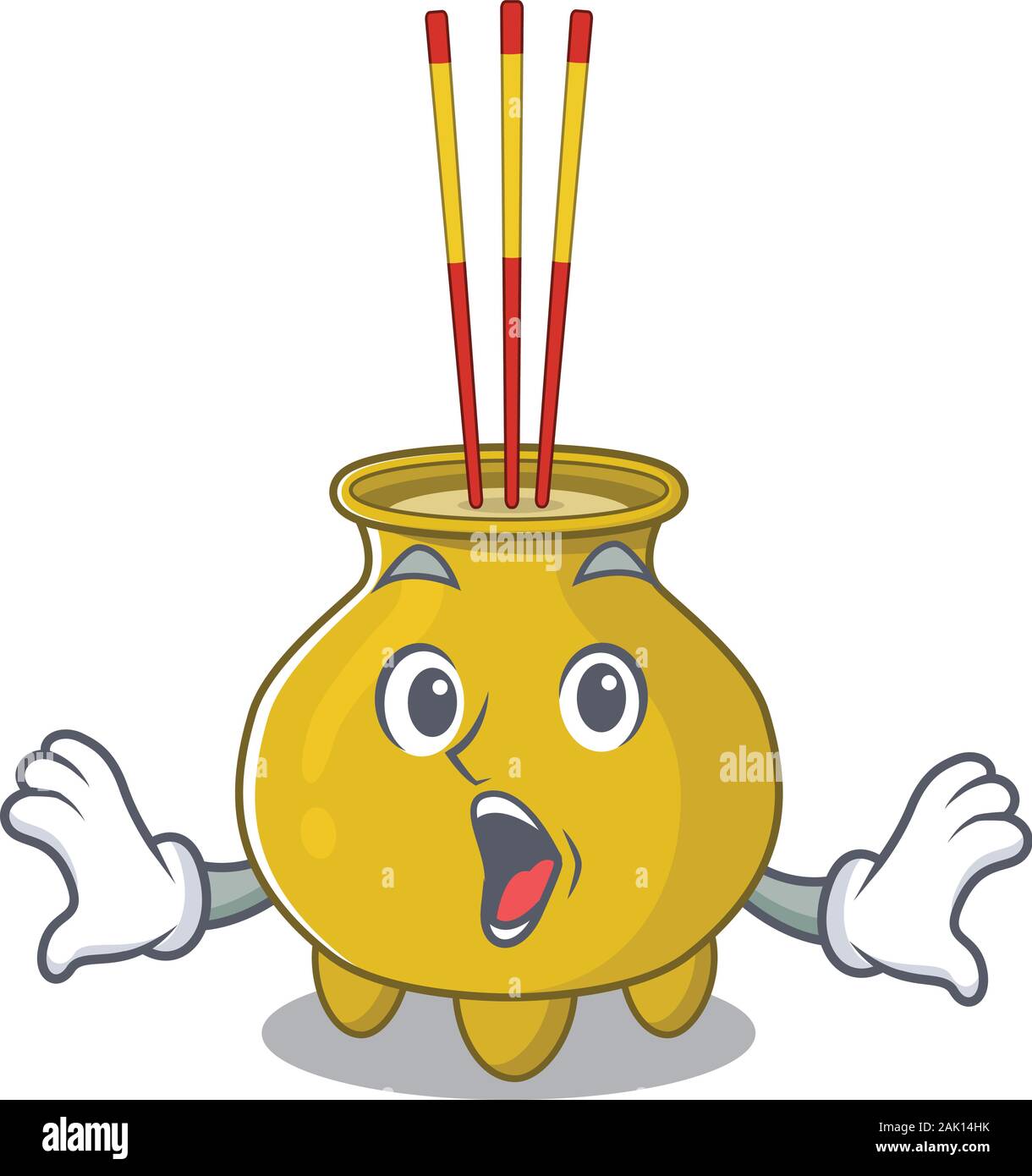 Chinese incense cartoon character design on a surprised gesture Stock ...