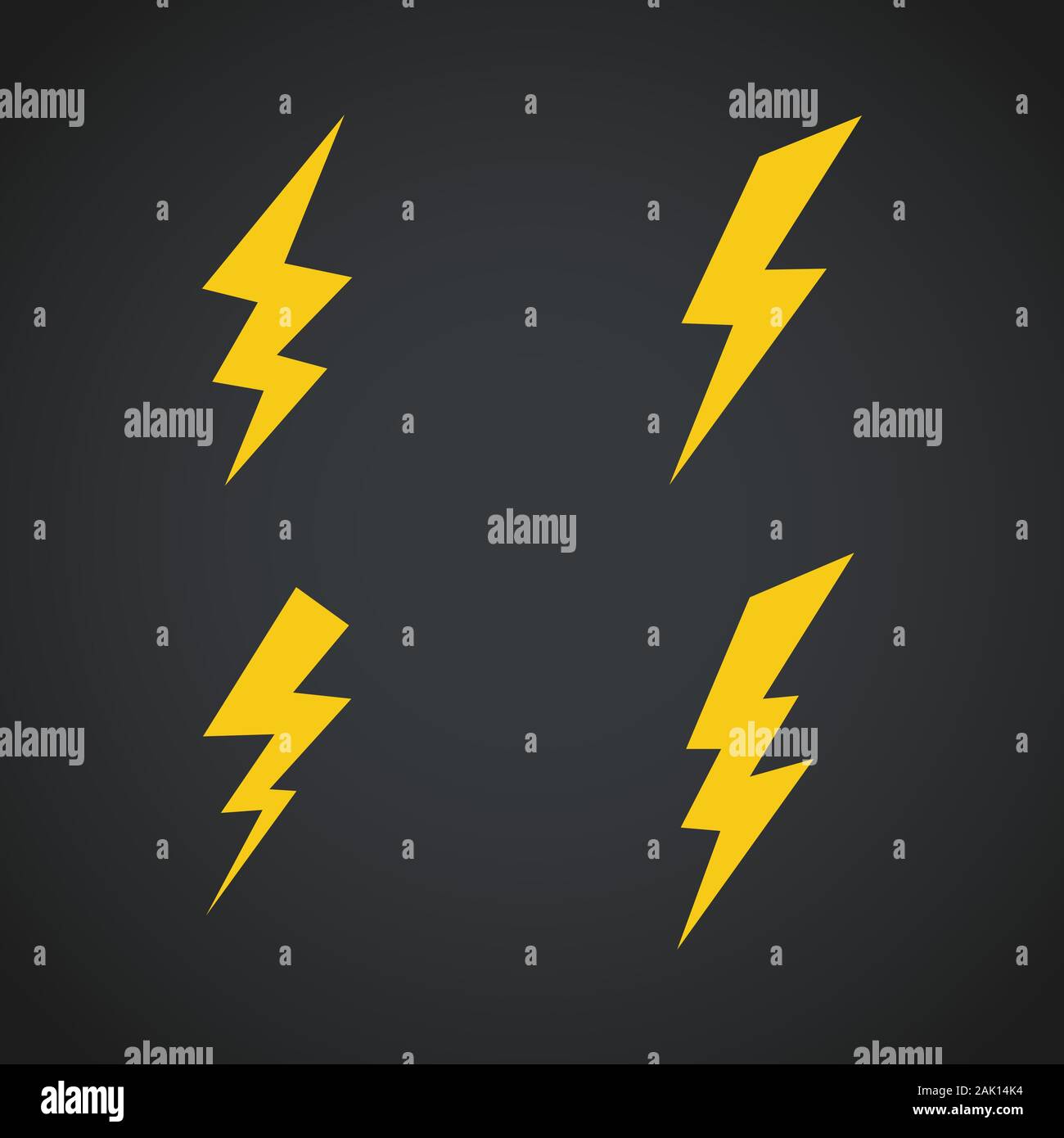 Lightning icons set. Vector symbols set on dark Stock Vector Image ...