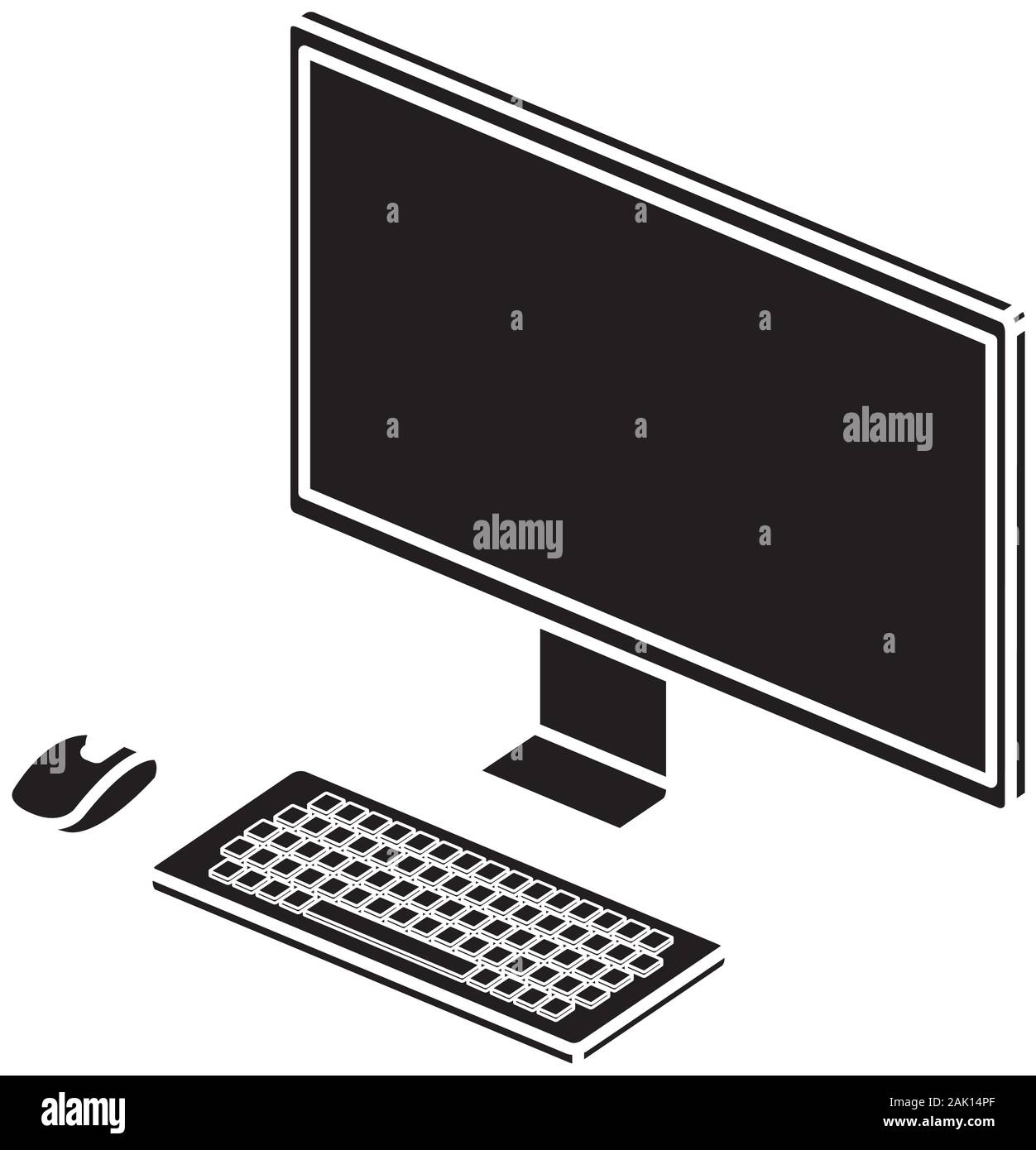 silhouette of computer desktop device isolated icon Stock Vector Image ...