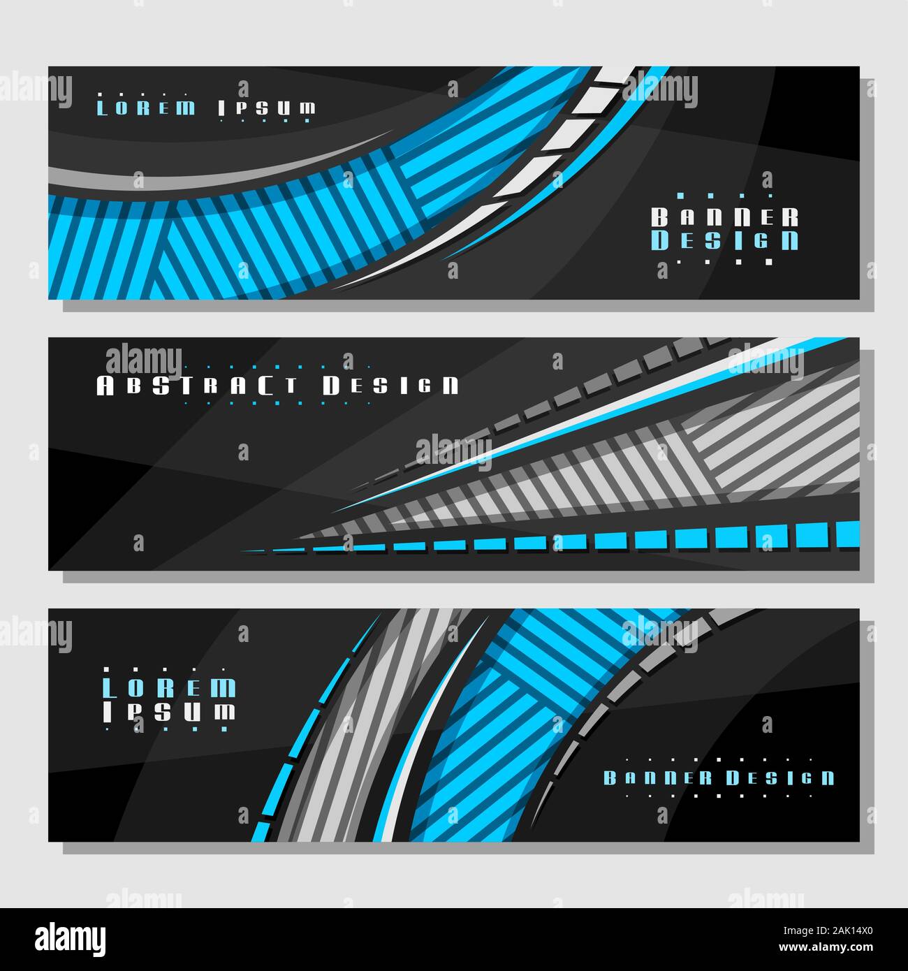 Vector set of horizontal futuristic Banners, 3 layouts for website ...