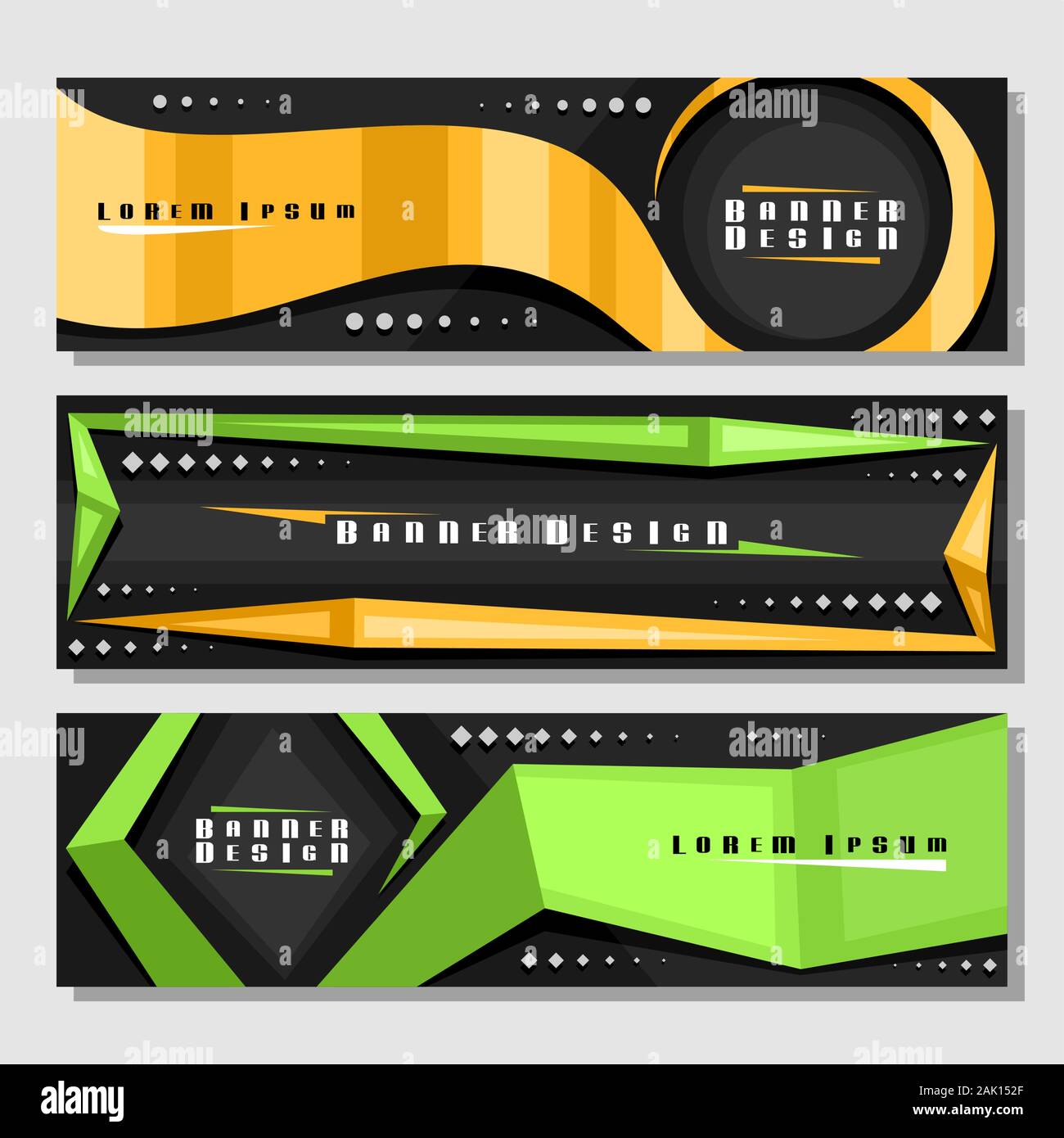 Vector set of horizontal futuristic Banners, 3 layouts for website ...