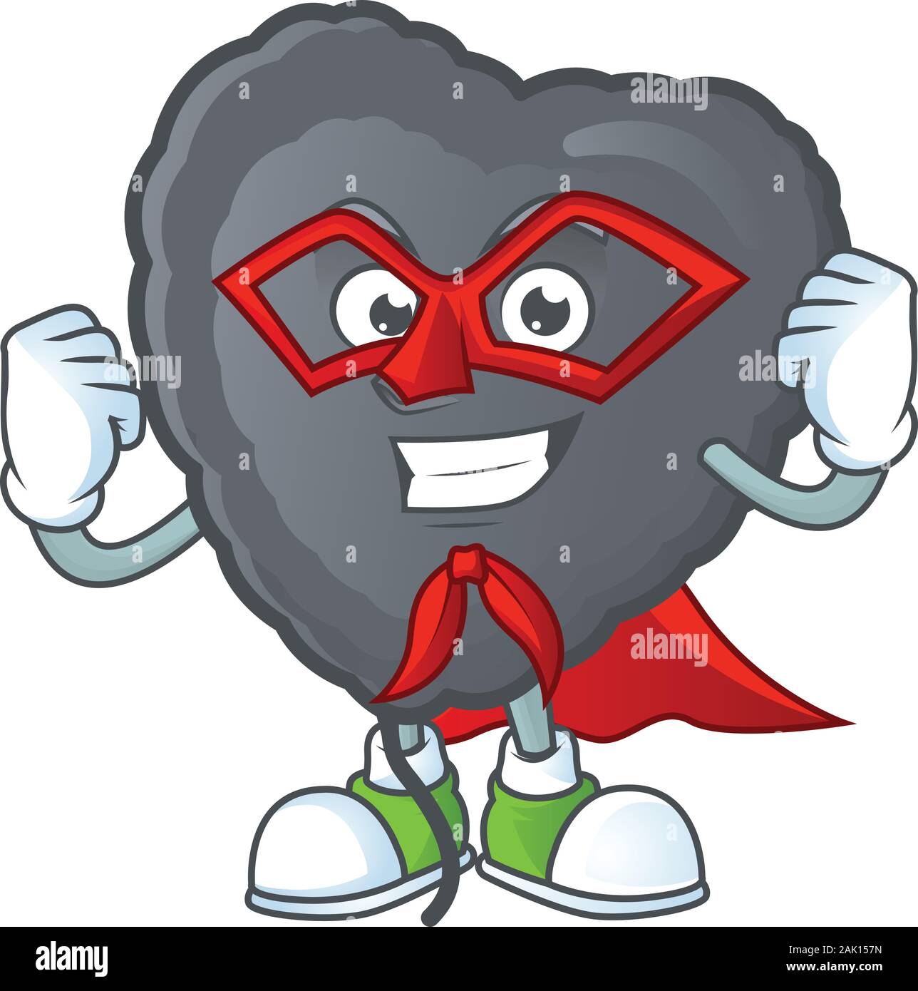 Smiley mascot of black love balloon dressed as a Super hero Stock ...