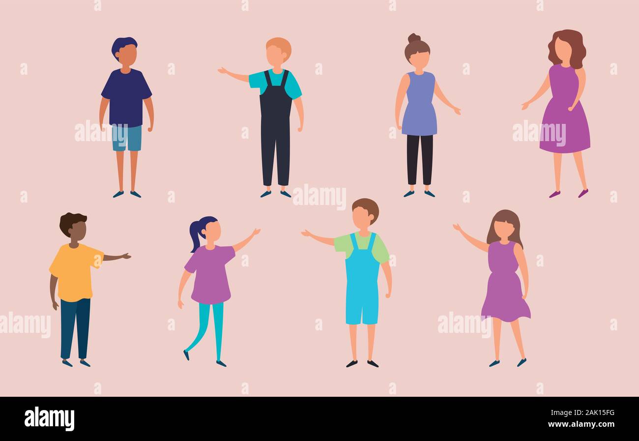 group of cute kids characters Stock Vector Image & Art - Alamy