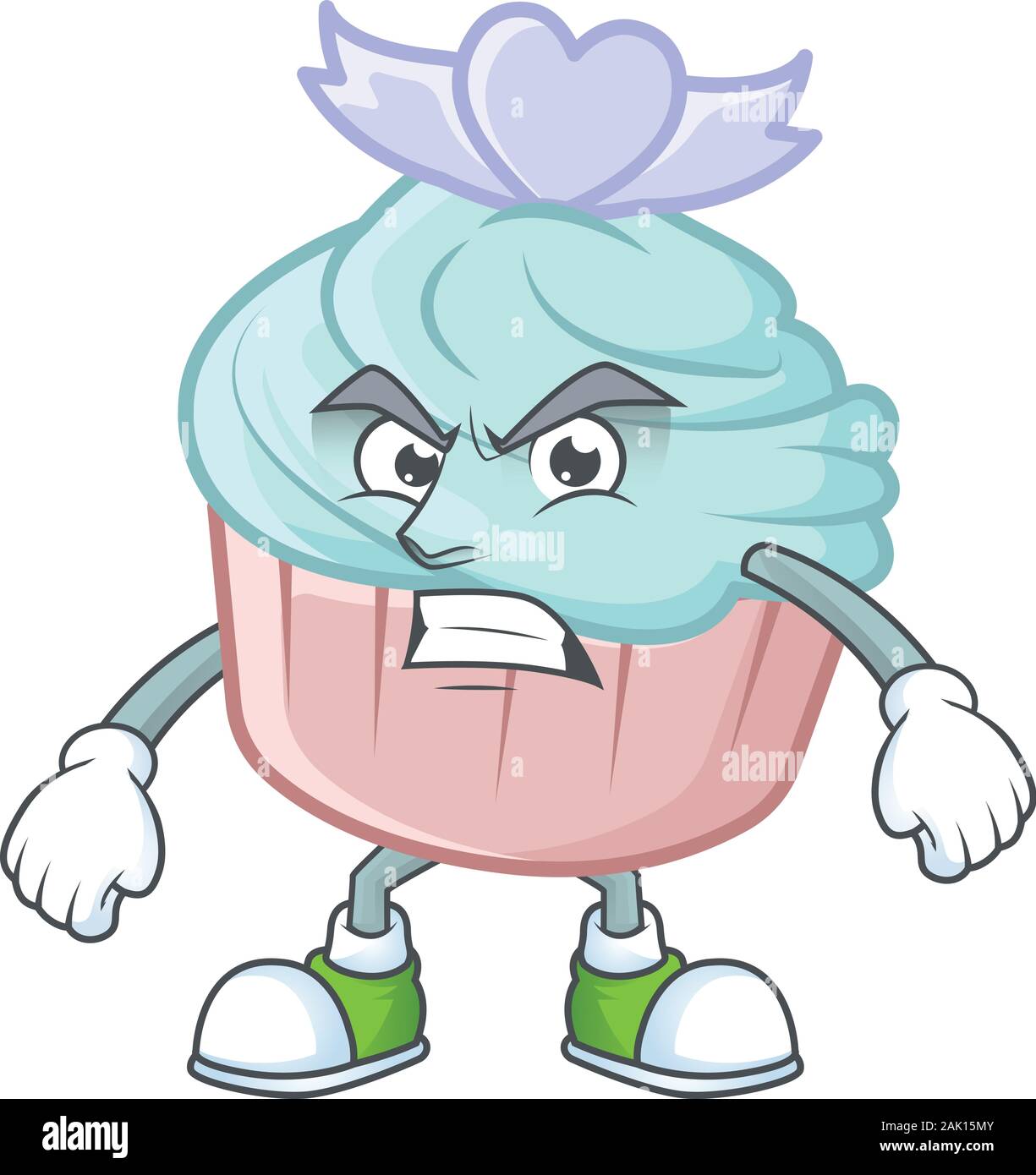 cartoon character of vanilla blue love cupcake with angry face Stock ...