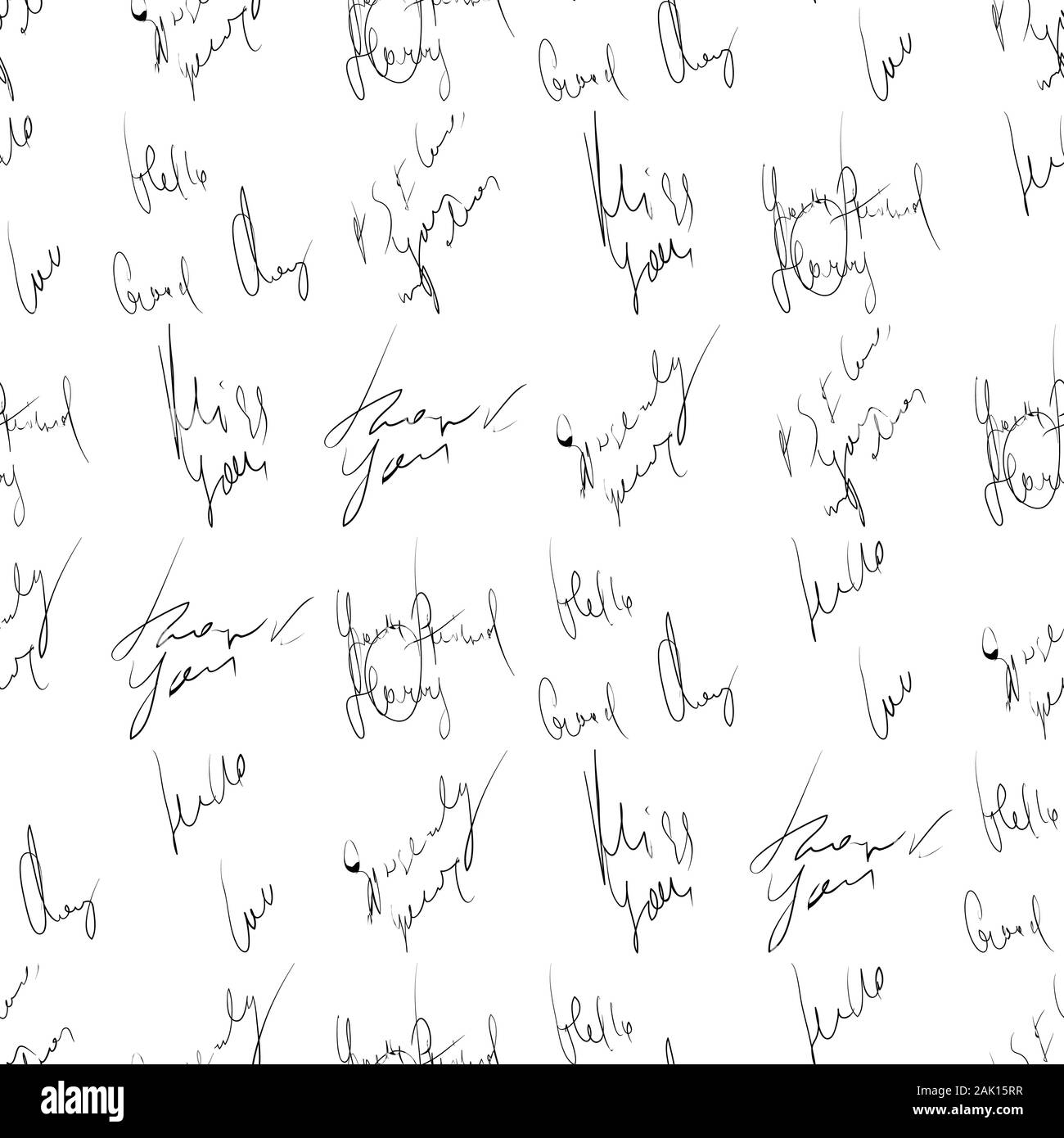 Seamless abstract text pattern. Handwritten font on a white background ...