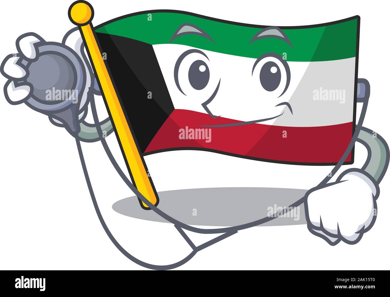 Smart and cool flag kuwait cartoon character in a Doctor with tools ...