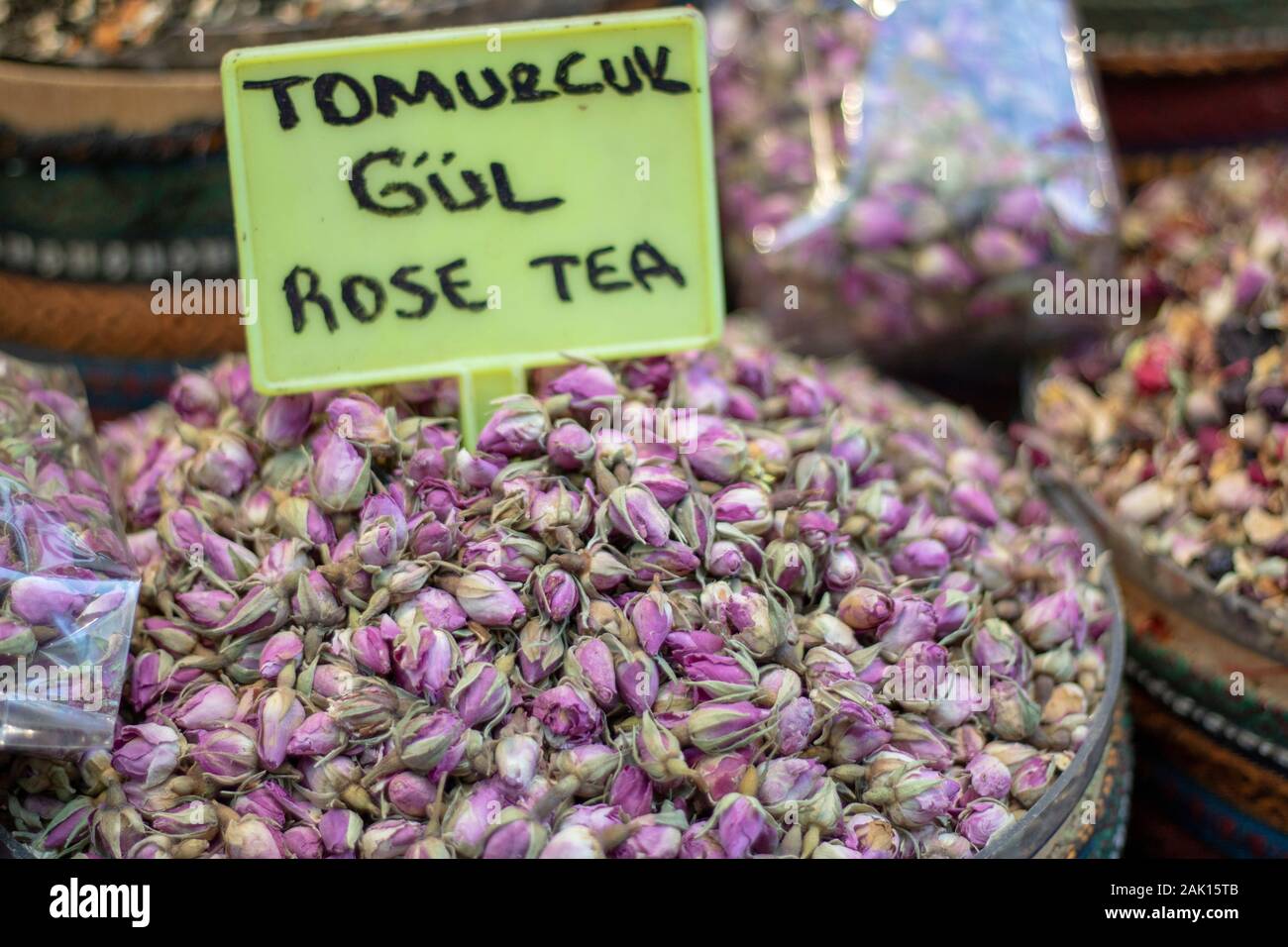 Mixed herbal tea being sold in front of store Stock Photo - Alamy