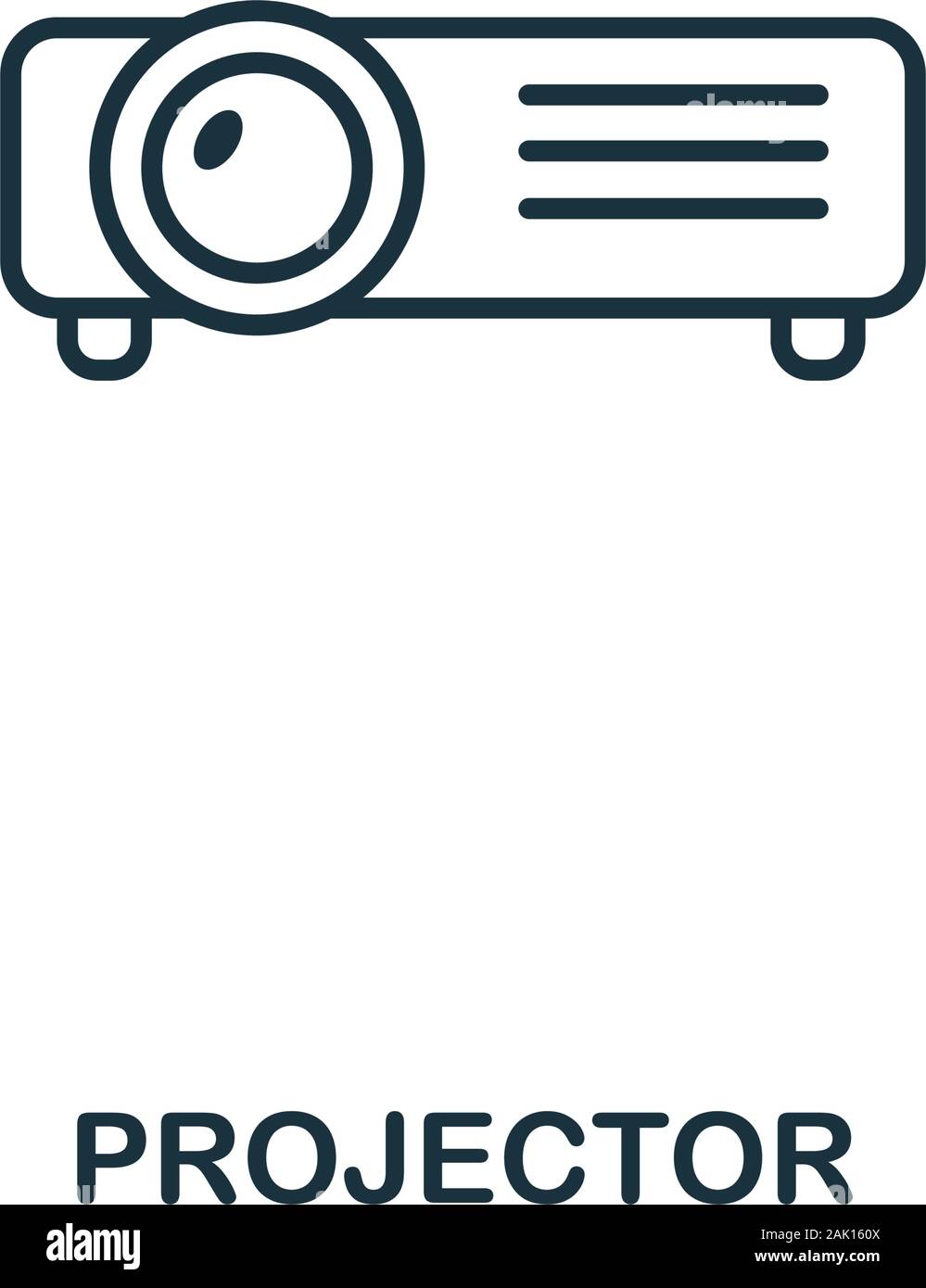 Projector line icon. Thin design style from office tools icon ...