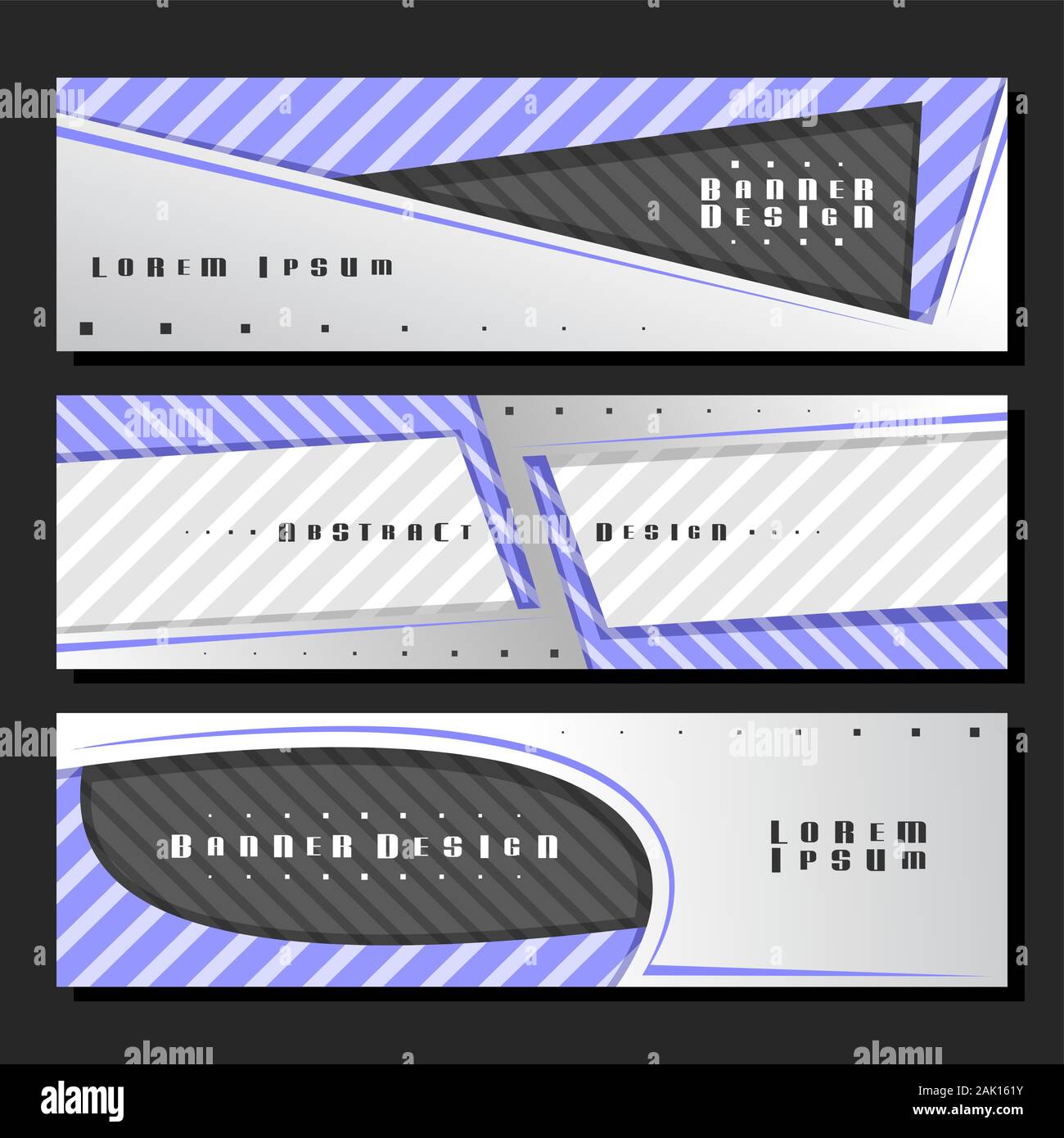 Vector set of horizontal futuristic Banners, 3 layouts for website ...