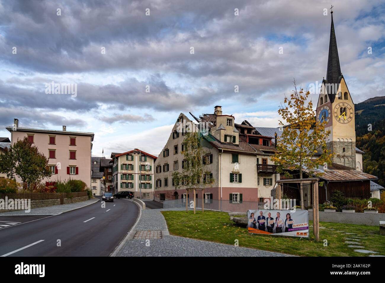 Trun, Switzerland - Burned down building in a small town in Switzerland ...