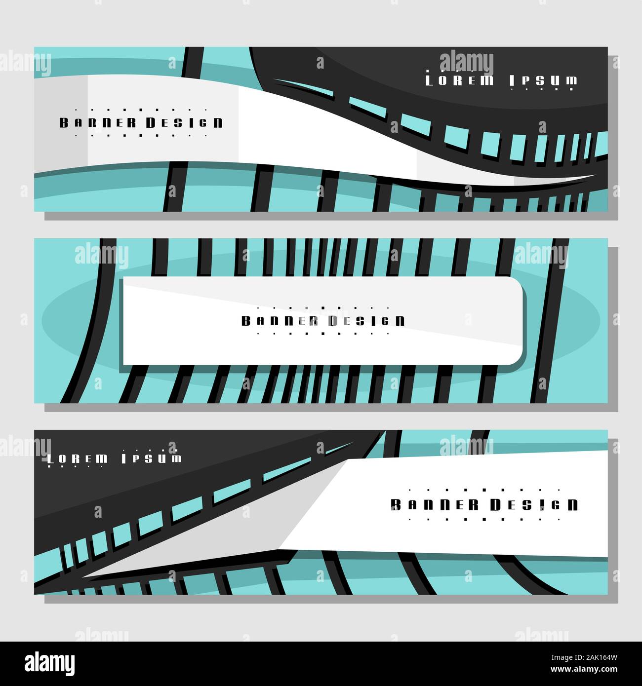 Vector set of horizontal futuristic Banners, 3 layouts for website ...