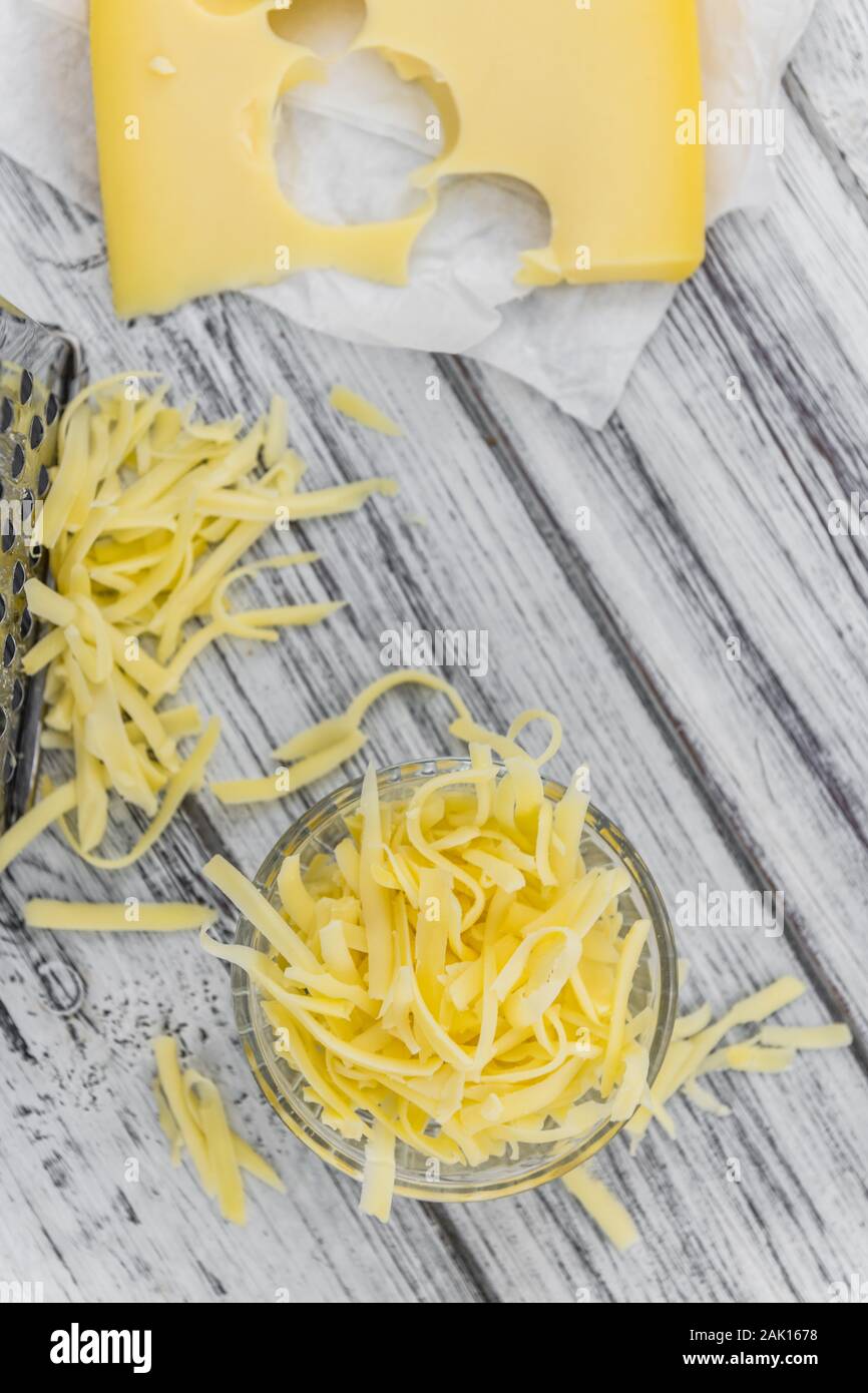 Fresh made Grated Cheese as detailed close-up shot Stock Photo - Alamy