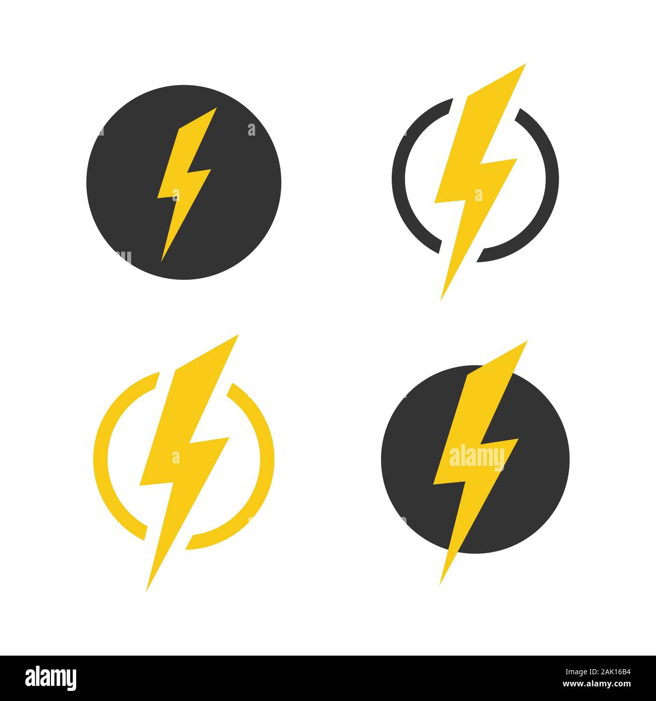Lightning icons set. Vector symbols set on white Stock Vector Image ...