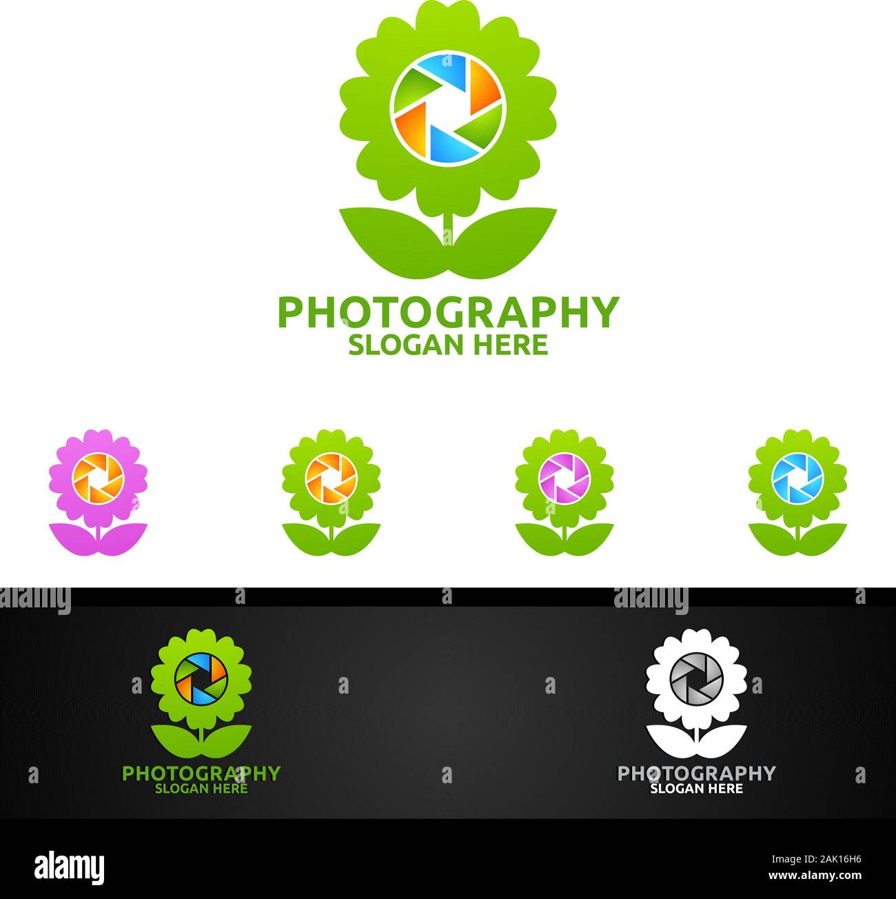 Flower Camera Photography Logo Icon Vector Design Template Stock Vector ...