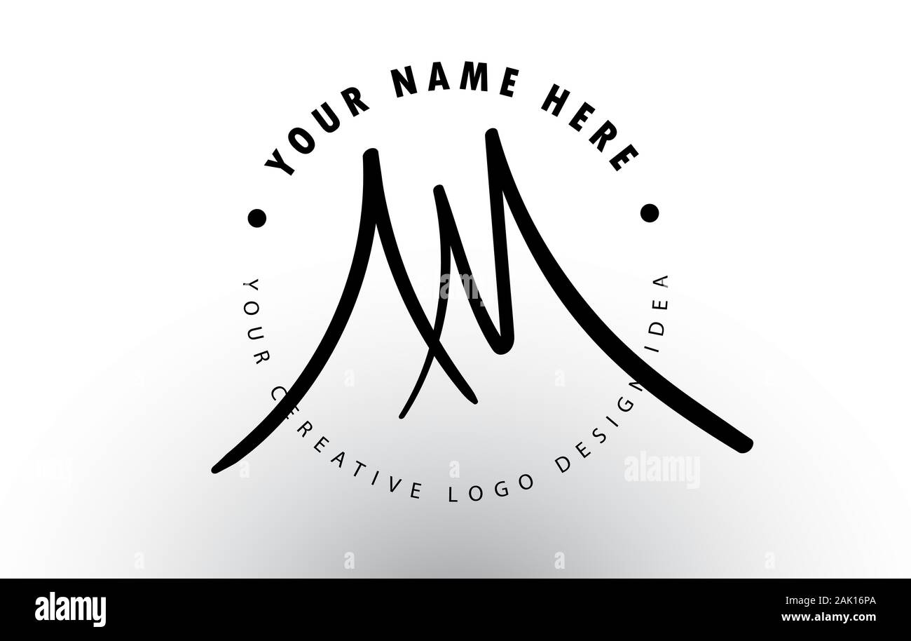 AM Handwritten Letters Logo Design with Circular Letter Pattern ...