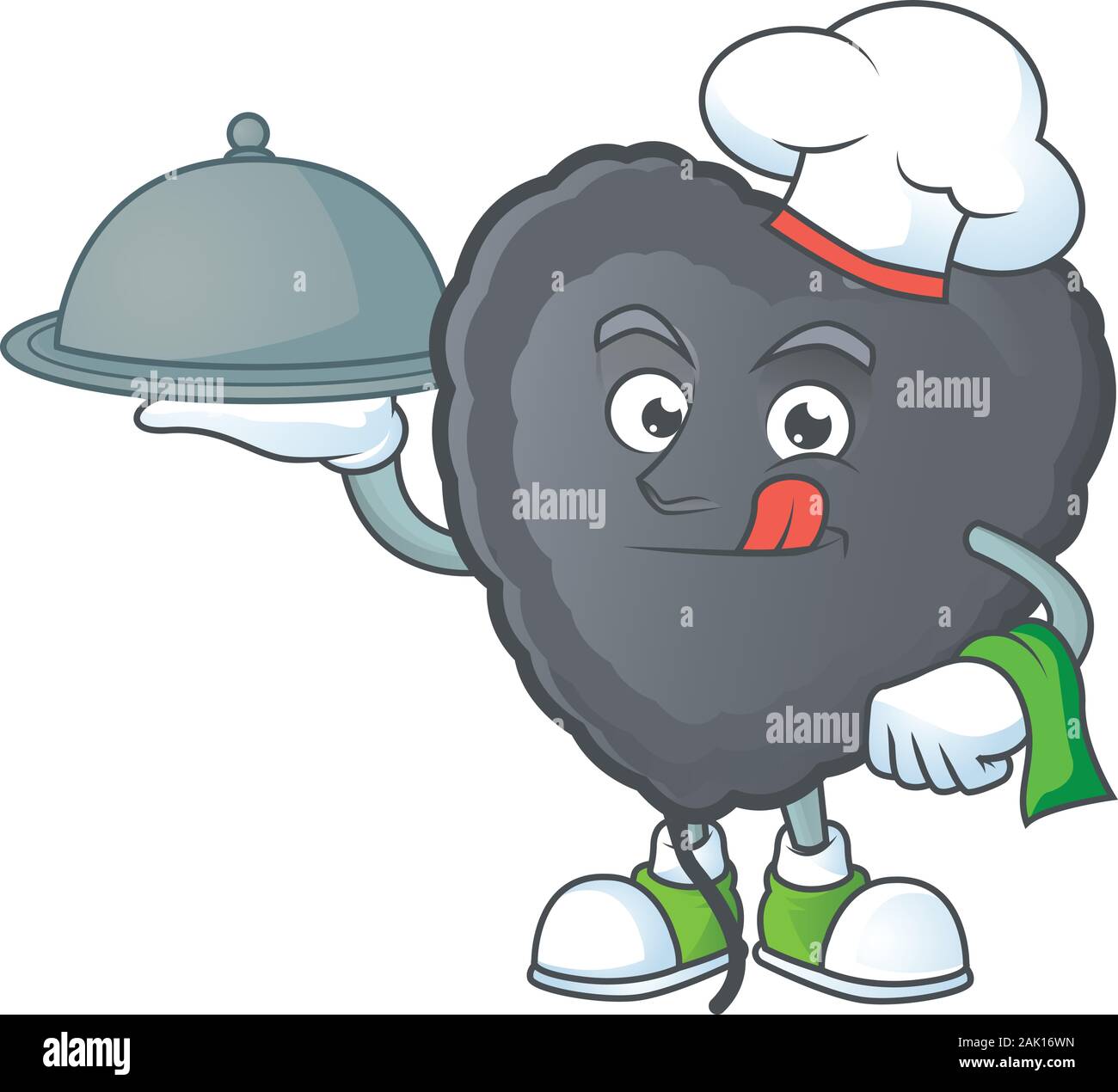 cartoon design of black love balloon as a Chef having food on tray ...