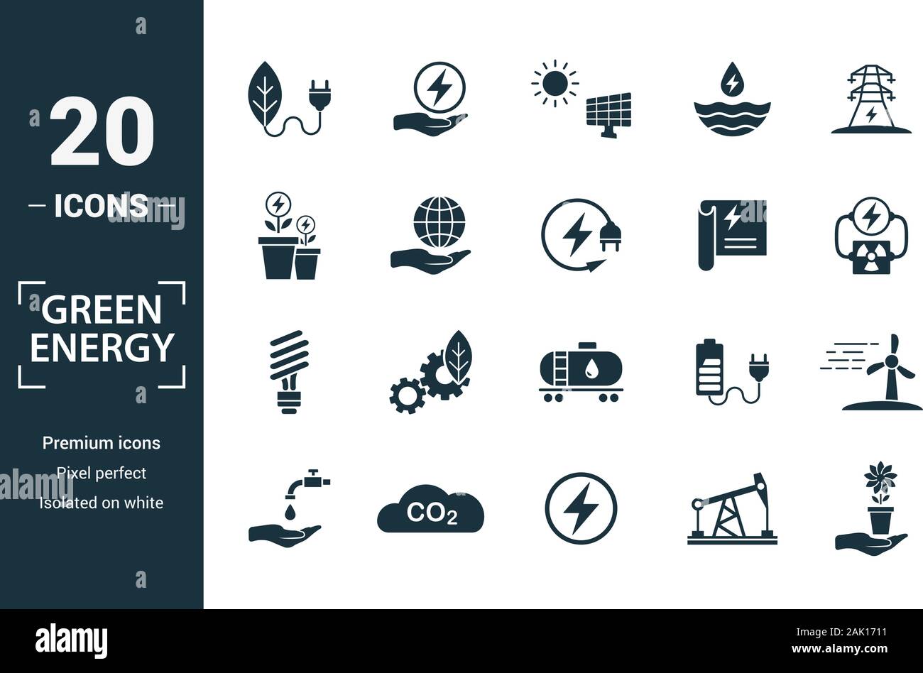 Power And Energy icon set. Include creative elements green energy ...