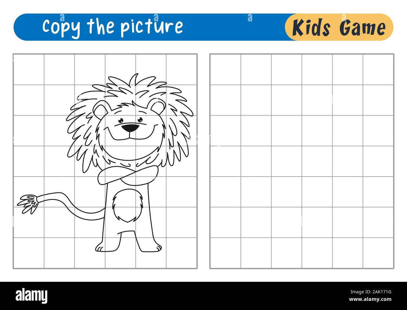 Copy the picture. Funny cartoon game for kids. Vector illustration with ...