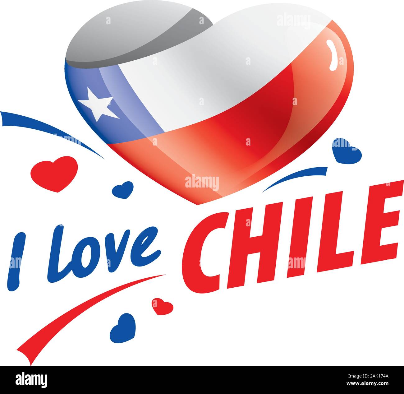 The national flag of the Chile and the inscription I love Chile. Vector ...