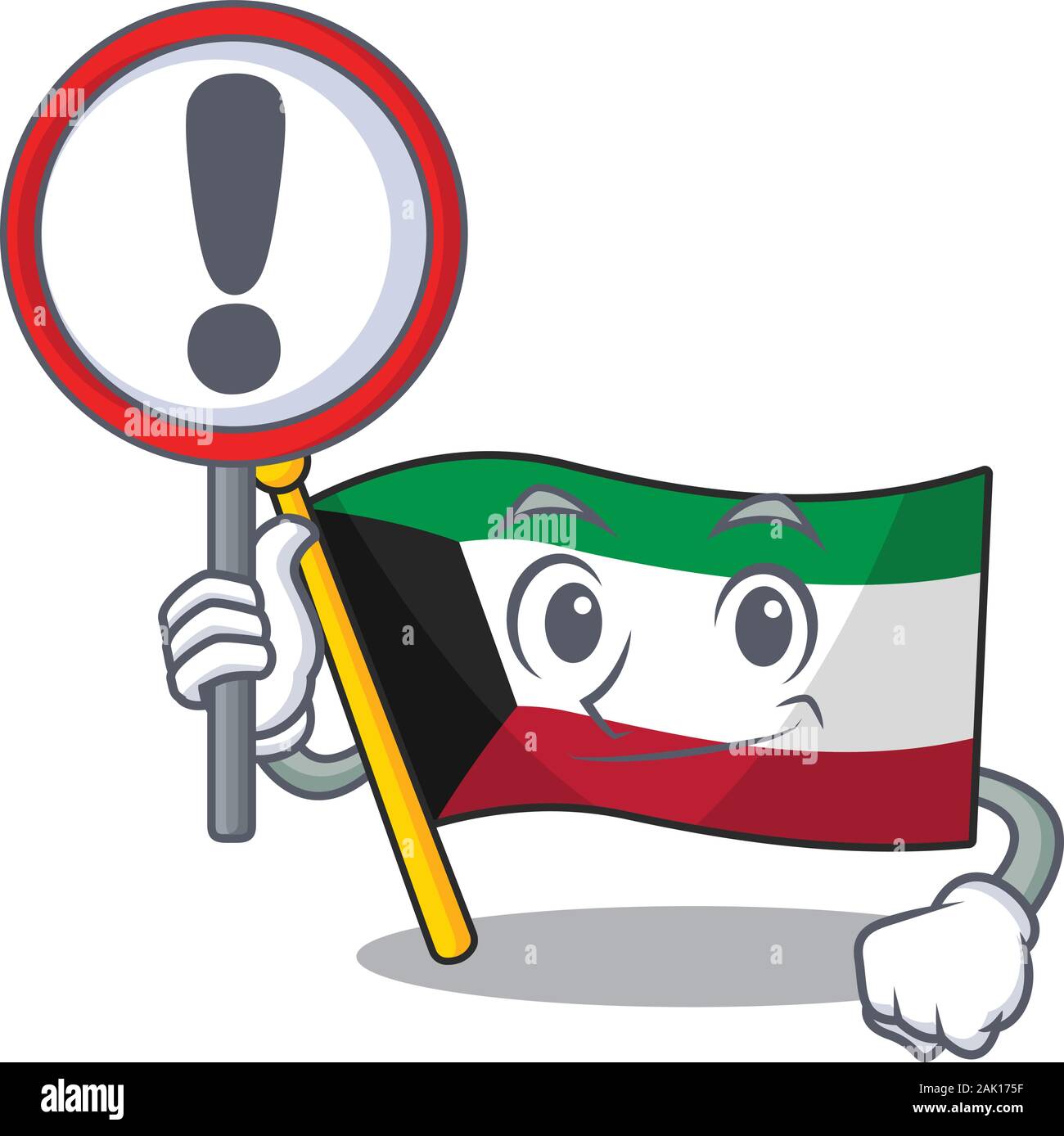 cool and funny flag kuwait raised up a Sign Stock Vector Image & Art ...