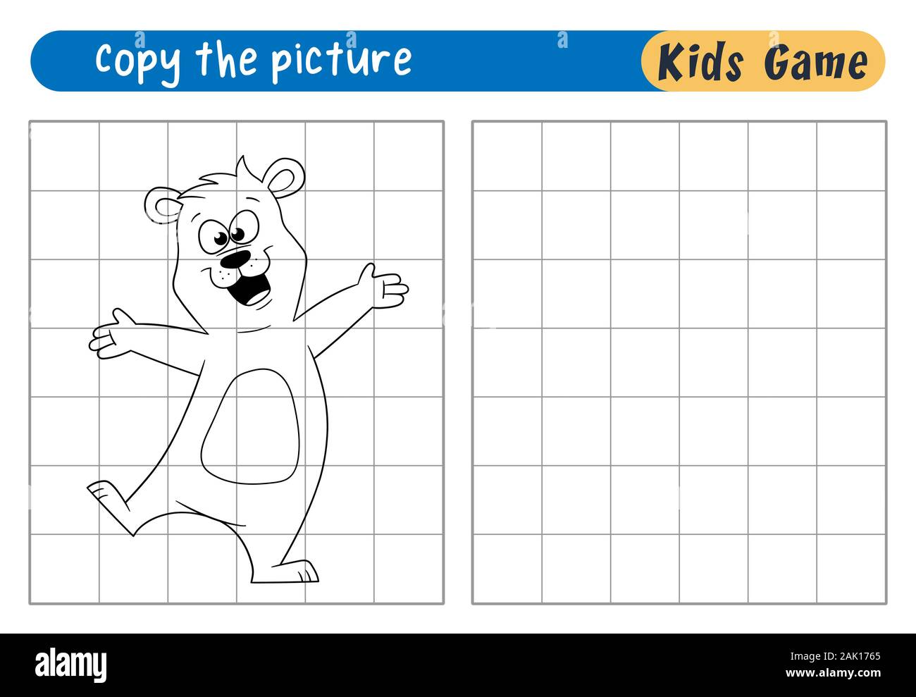 Copy the picture. Funny cartoon game for kids. Vector illustration with ...