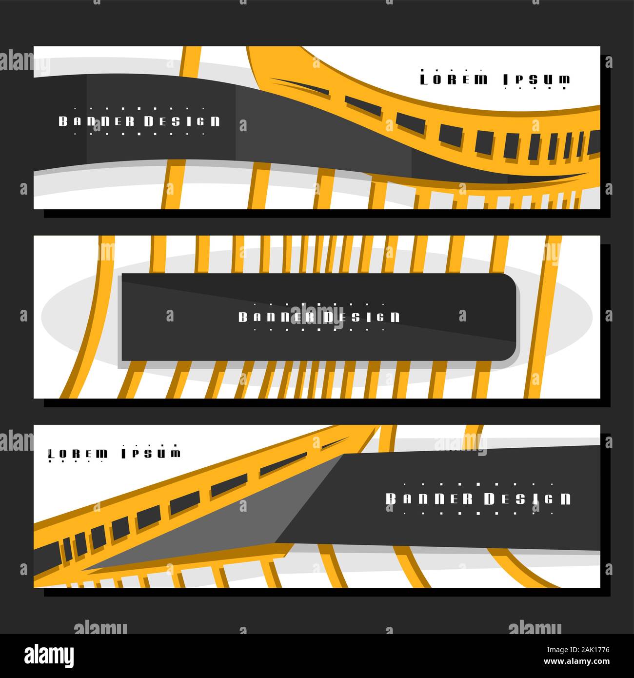 Vector set of horizontal futuristic Banners, 3 layouts for website ...