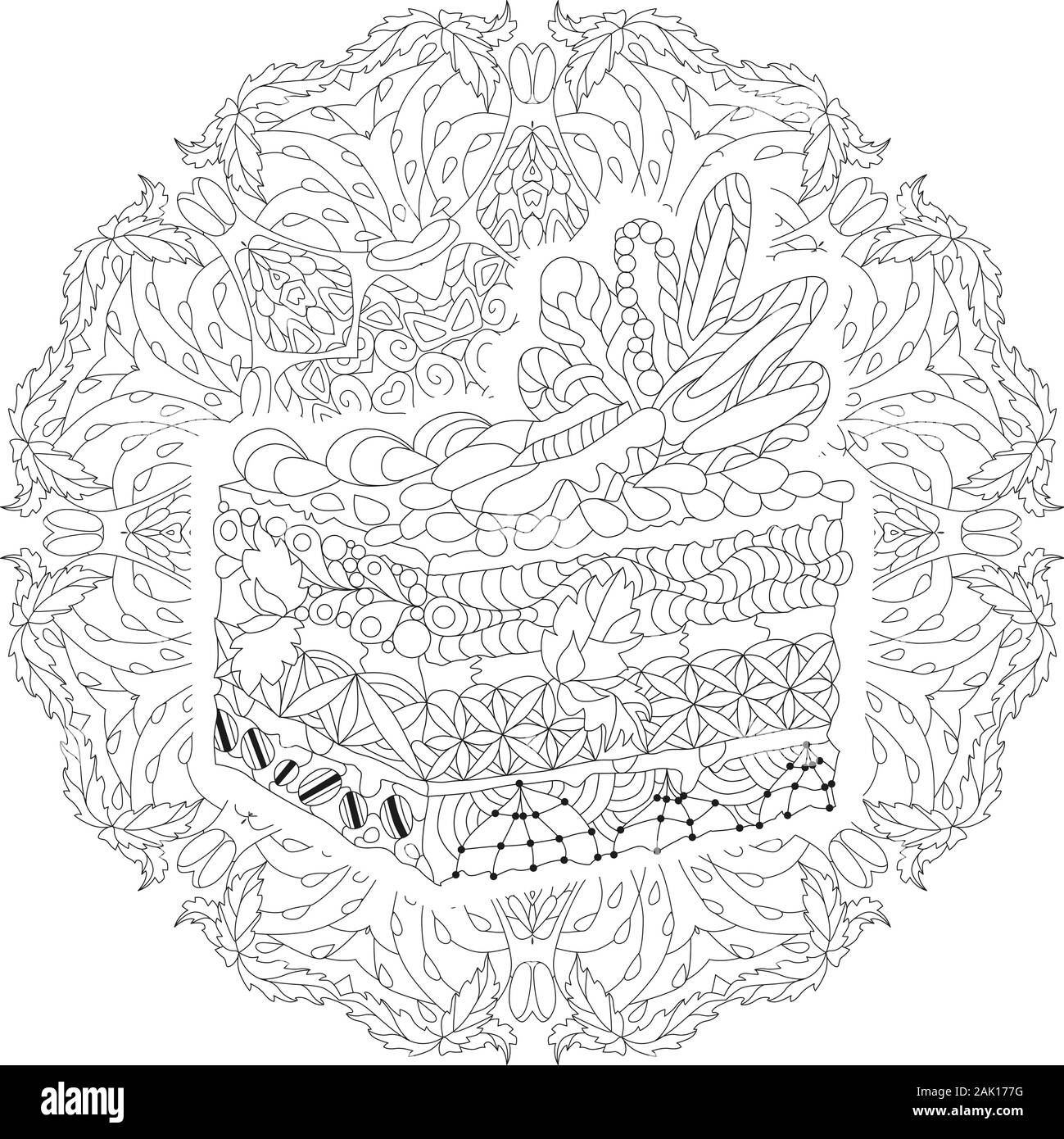 Decorative cake pattern on a patterned round substrate Stock Vector ...