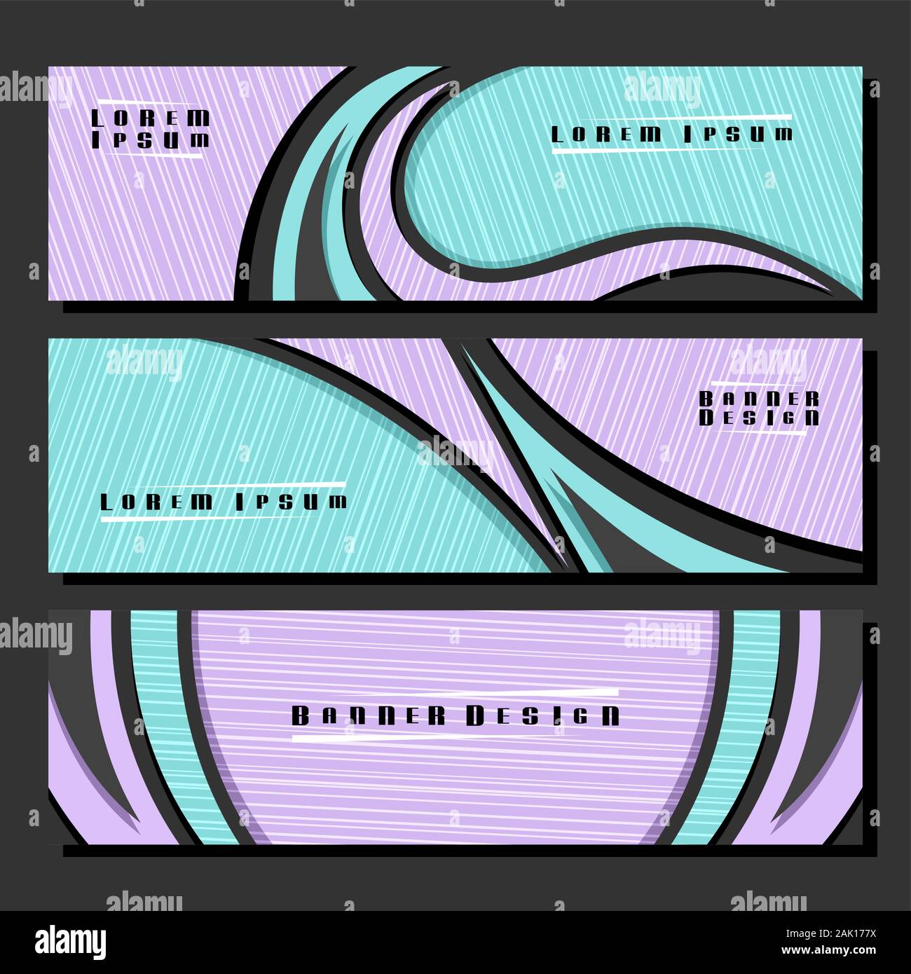 Vector set of horizontal futuristic Banners, 3 layouts for website ...