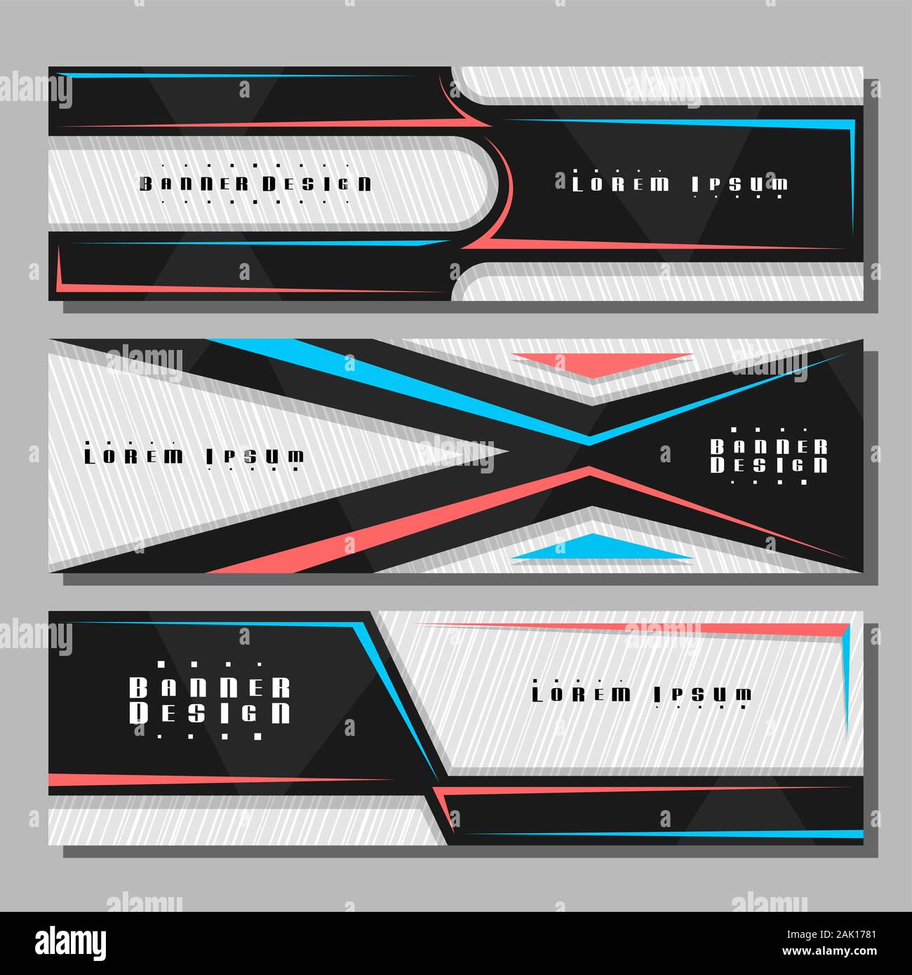 Vector set of horizontal futuristic Banners, 3 layouts for website ...