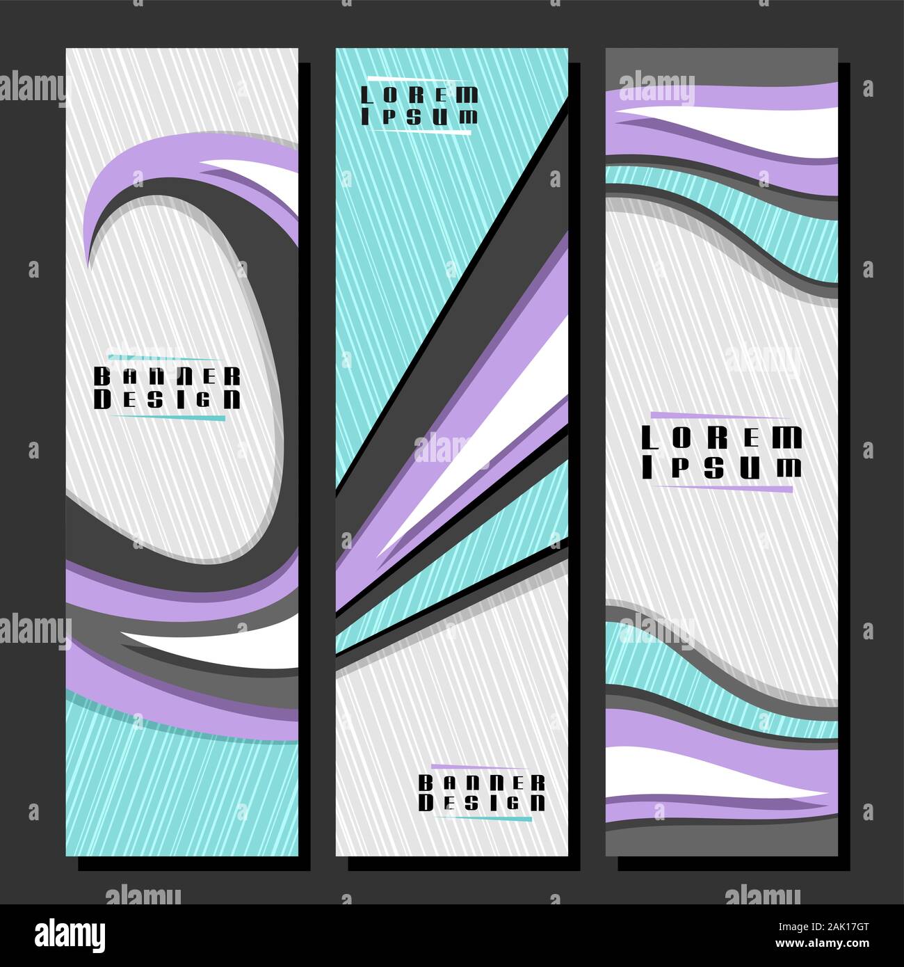 Vector set of vertical futuristic Banners, 3 layouts for ad leaflets ...