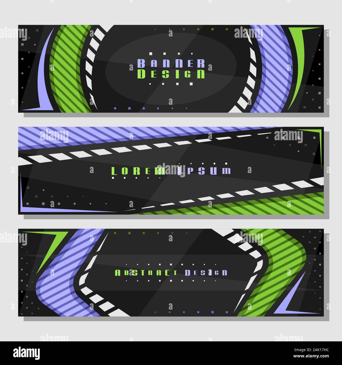 Vector set of horizontal futuristic Banners, 3 layouts for website ...