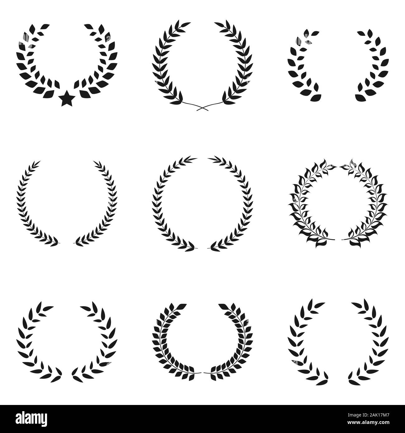 laurel wreath icon set. Vintage frames collection Stock Vector Image ...