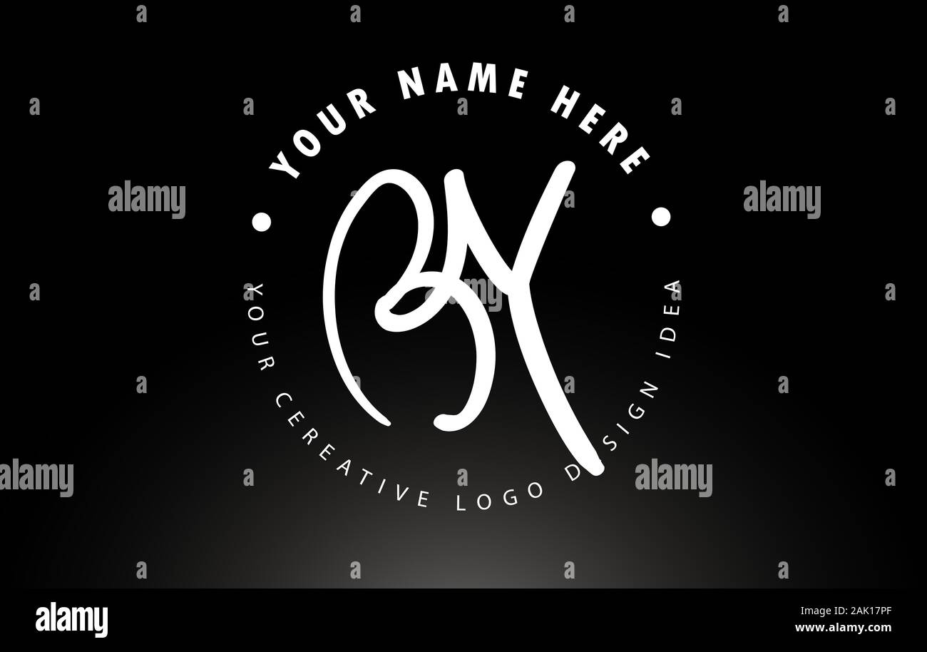 BY Handwritten Letters Logo Design with Circular Letter Pattern ...