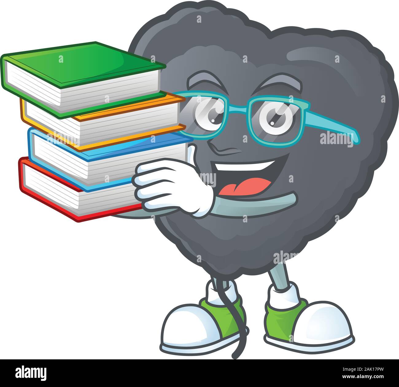 Cool and clever Student black love balloon mascot cartoon with book ...