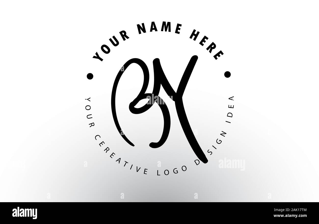 BY Handwritten Letters Logo Design with Circular Letter Pattern ...