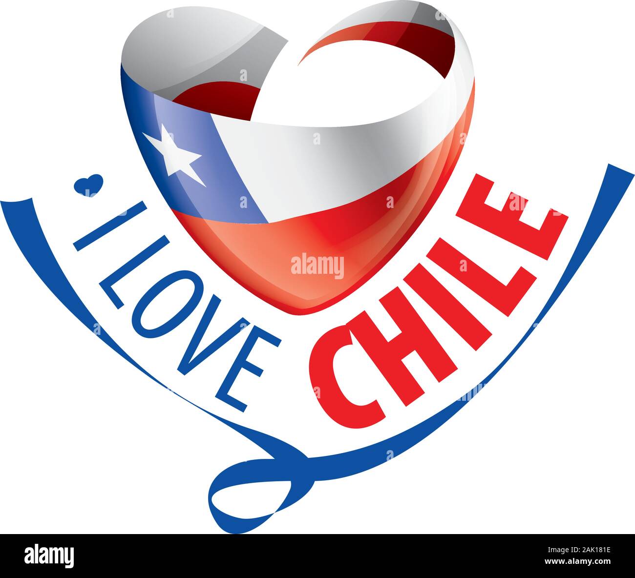 The national flag of the Chile and the inscription I love Chile. Vector ...