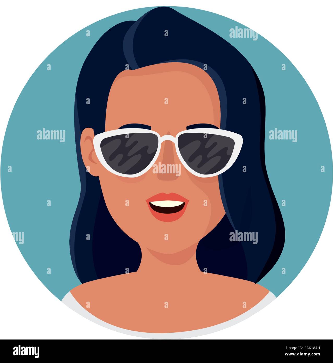 beautiful woman with sunglasses in frame circular Stock Vector Image ...