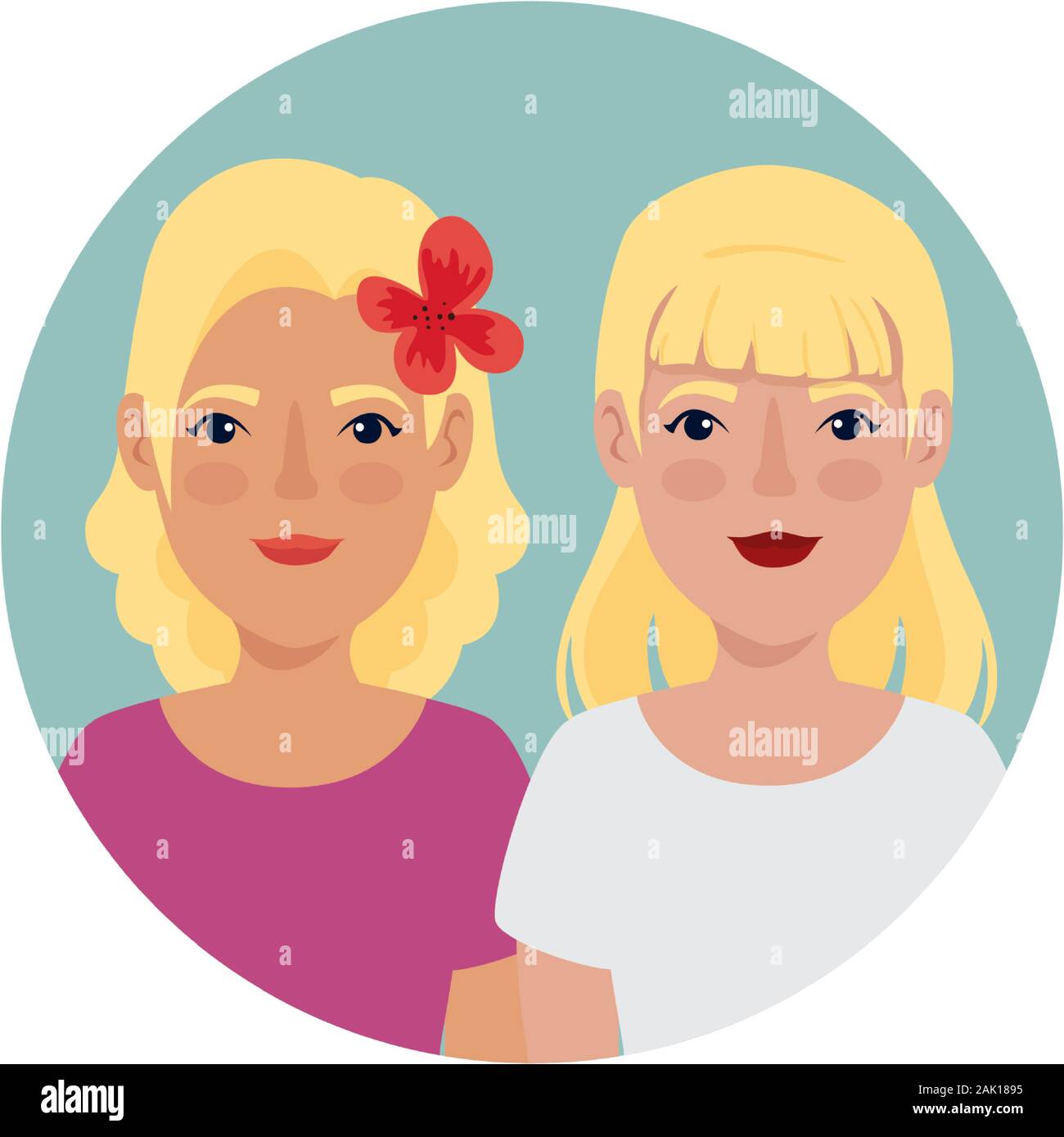beautiful women in frame circular avatar character Stock Vector Image ...