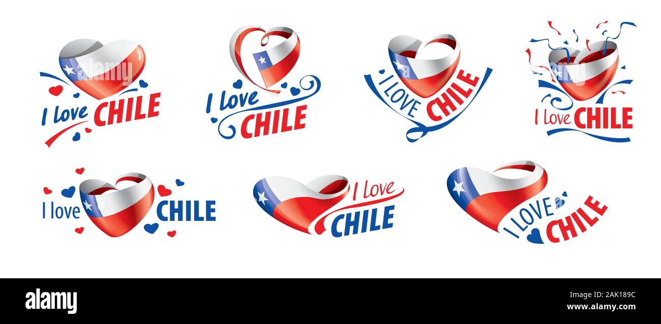 The national flag of the Chile and the inscription I love Chile. Vector ...