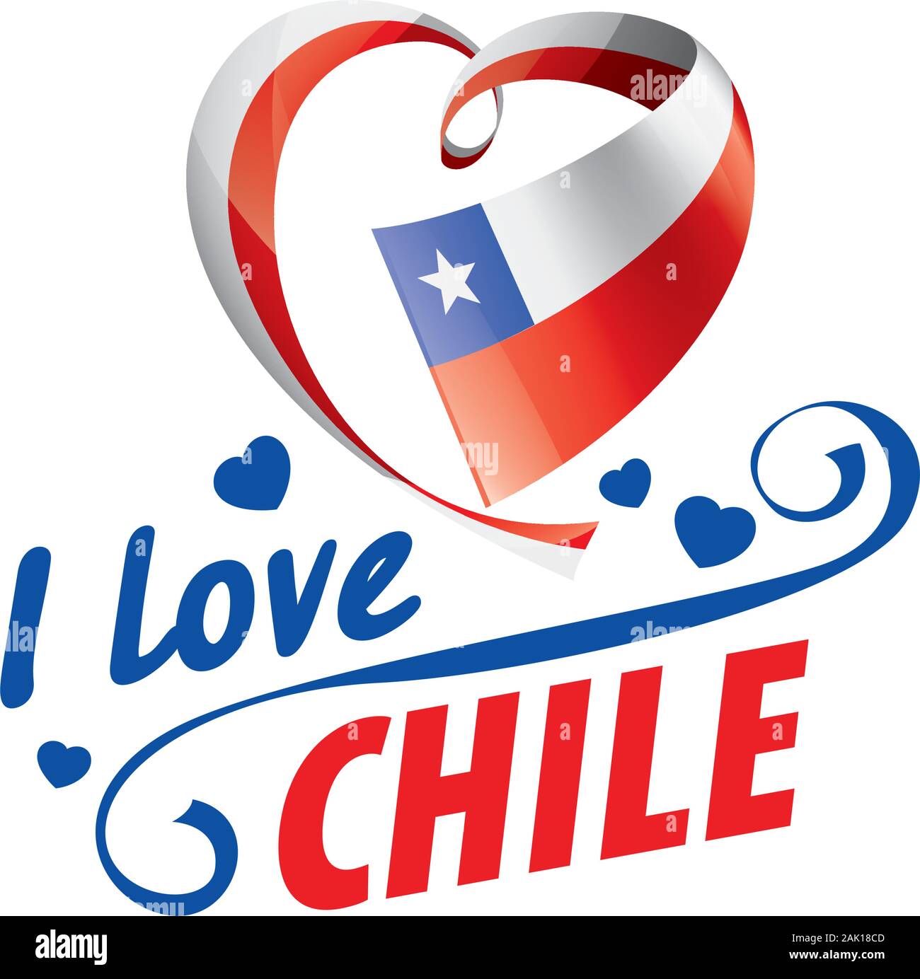 The national flag of the Chile and the inscription I love Chile. Vector ...