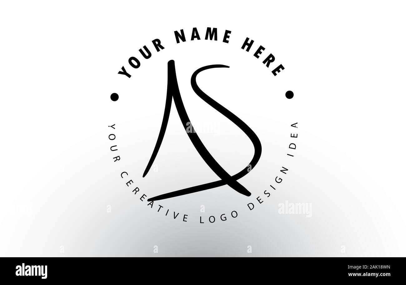 AS Handwritten Letters Logo Design with Circular Letter Pattern ...
