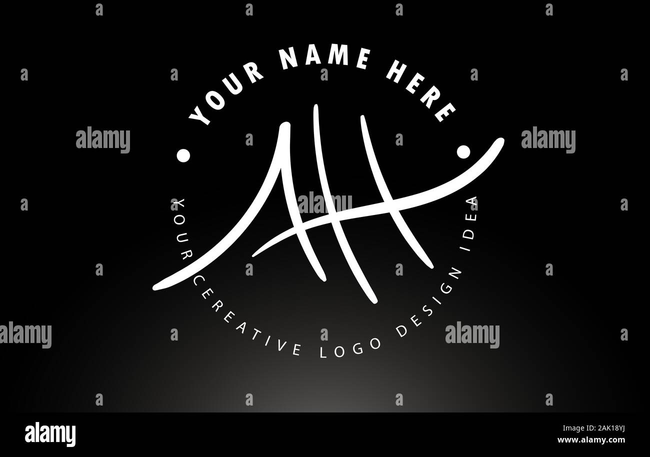 AH Handwritten Letters Logo Design with Circular Letter Pattern ...