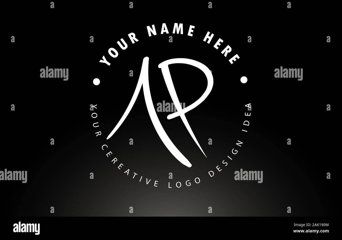 AP Handwritten Letters Logo Design with Circular Letter Pattern ...