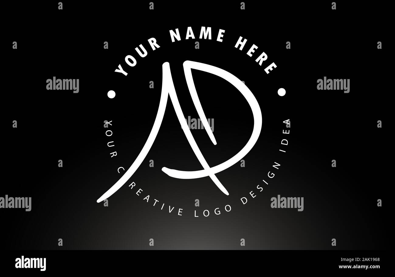 AD Handwritten Letters Logo Design with Circular Letter Pattern ...